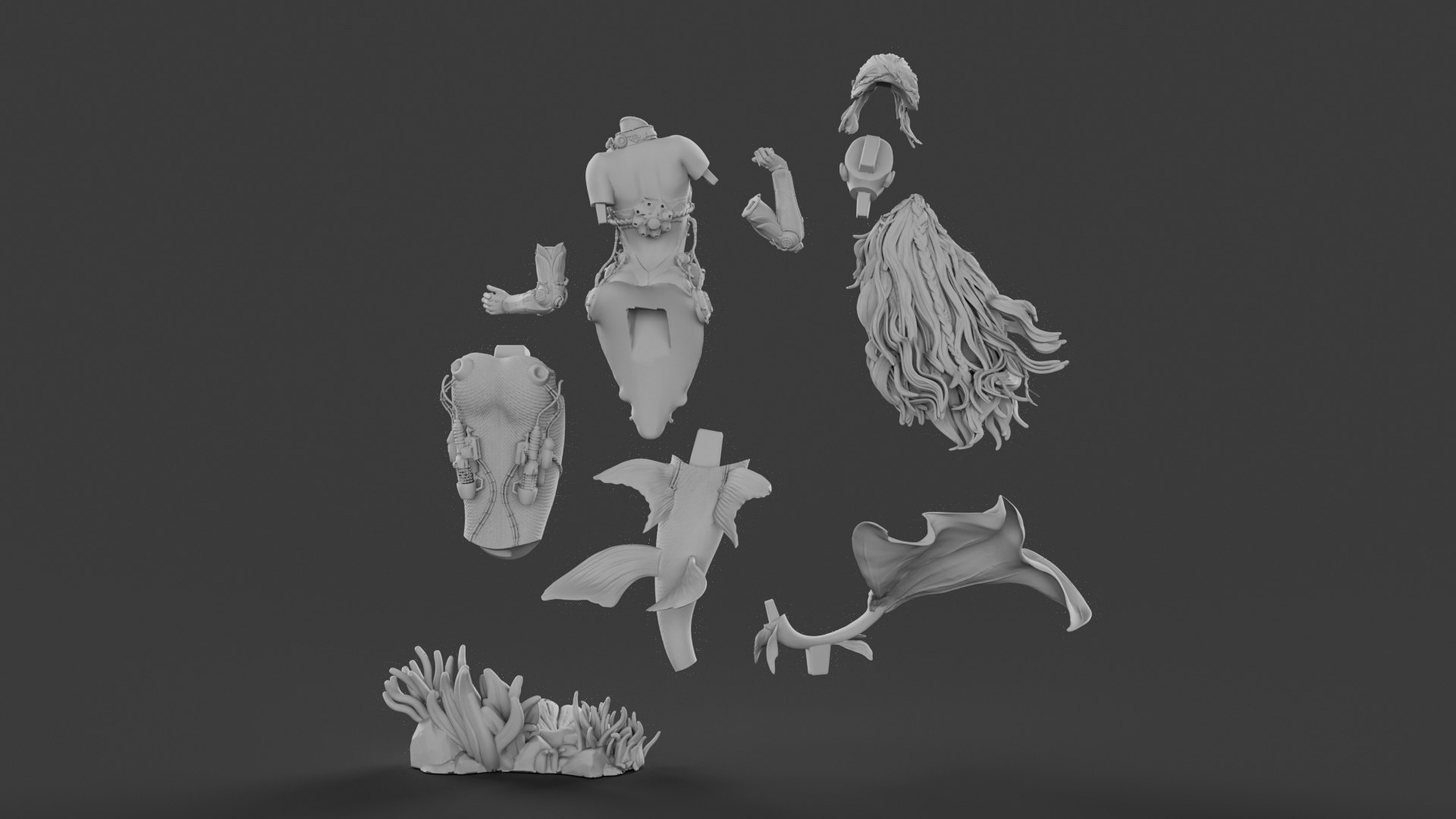Sci-FI Mermaid - 3D print ready - 3D print model 3D model - TurboSquid ...