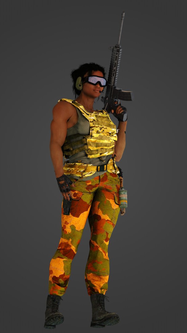 3D African American Female Military Soldier Model - TurboSquid 2272553