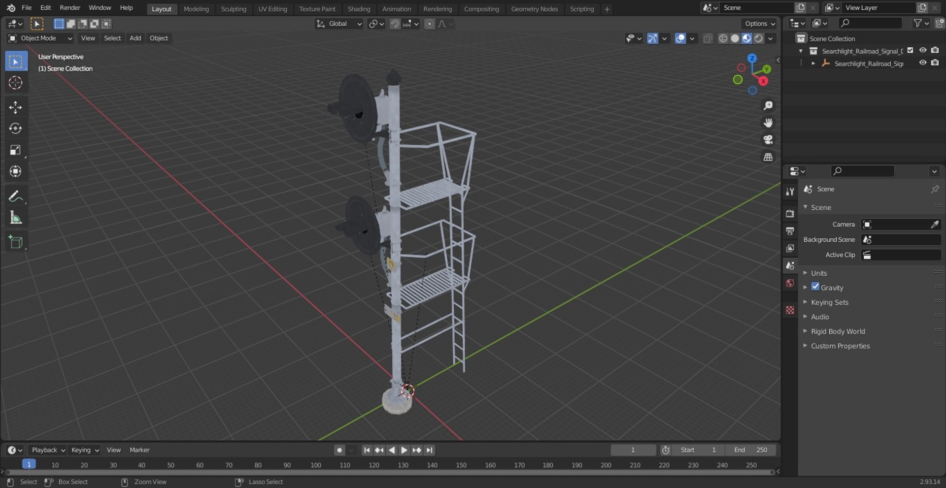 3D Model Searchlight Railroad Signal Double - TurboSquid 2035601