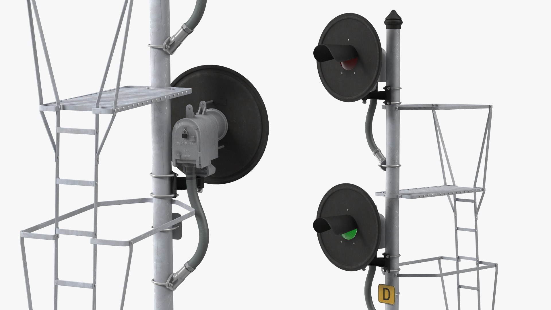 3D Model Searchlight Railroad Signal Double - TurboSquid 2035601