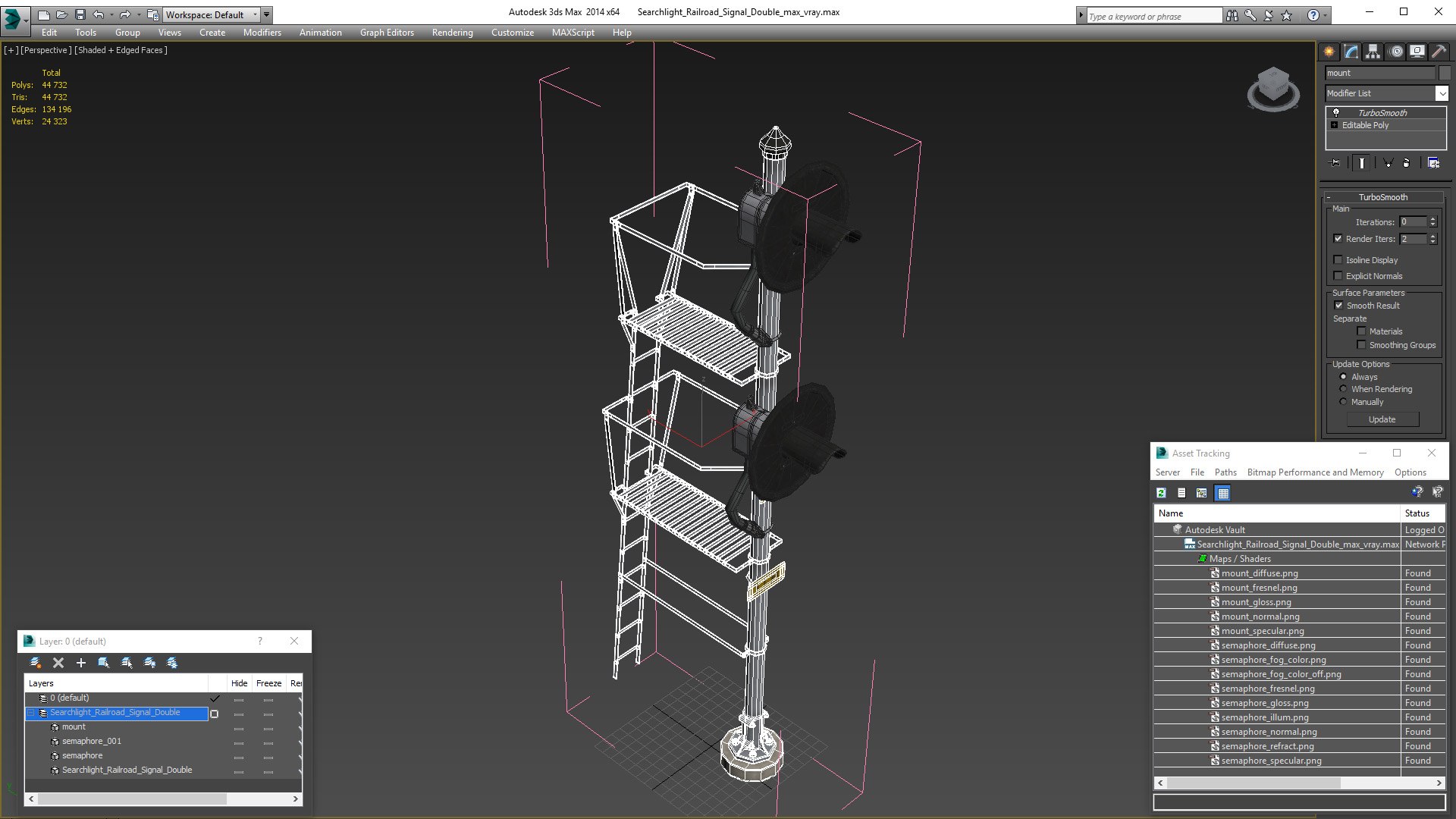 3D Model Searchlight Railroad Signal Double - TurboSquid 2035601