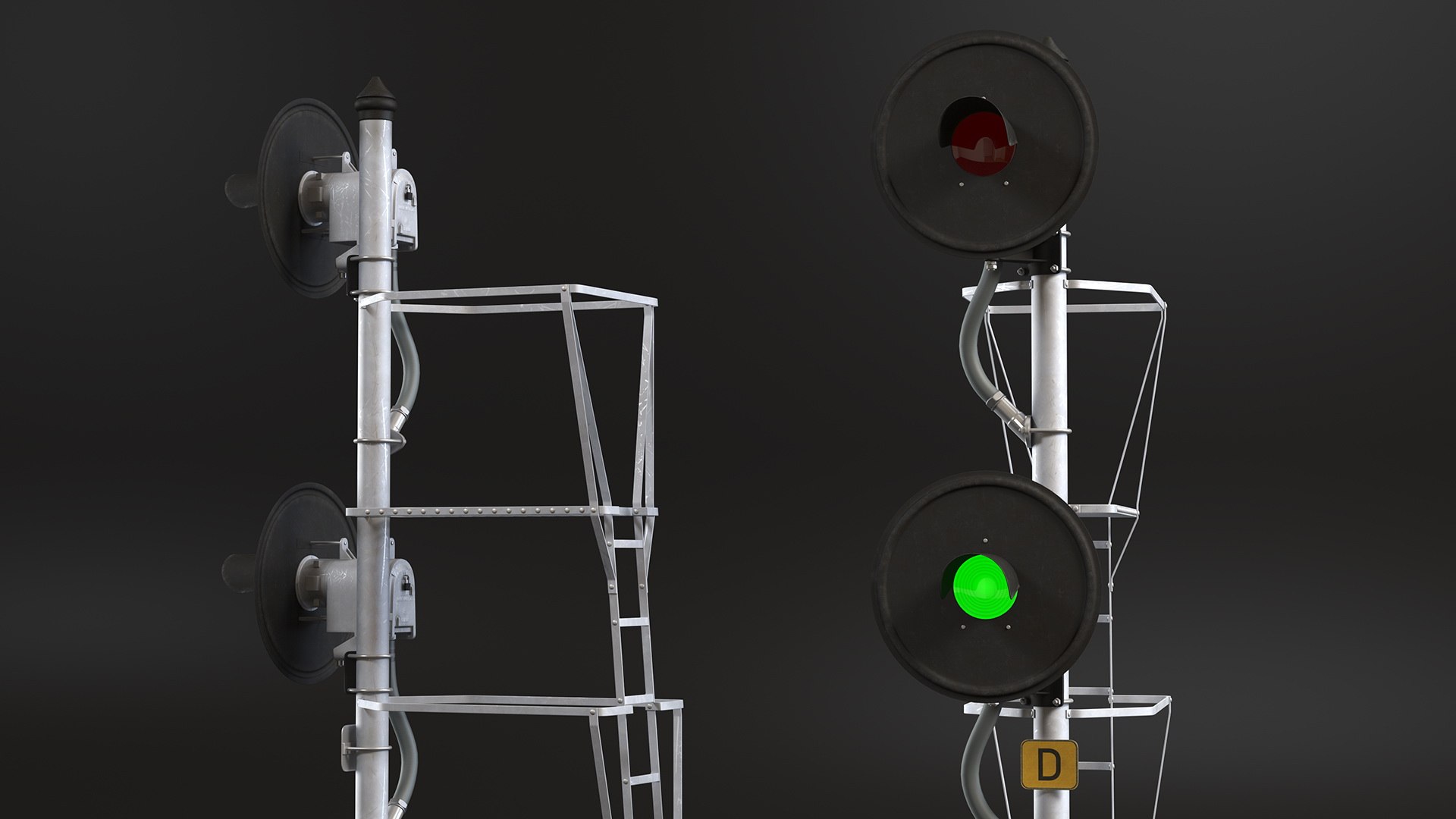 3D Model Searchlight Railroad Signal Double - TurboSquid 2035601