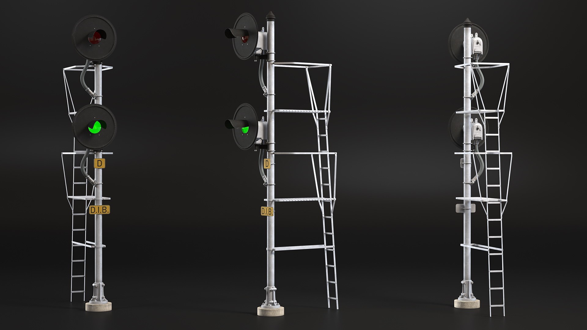3D Model Searchlight Railroad Signal Double - TurboSquid 2035601