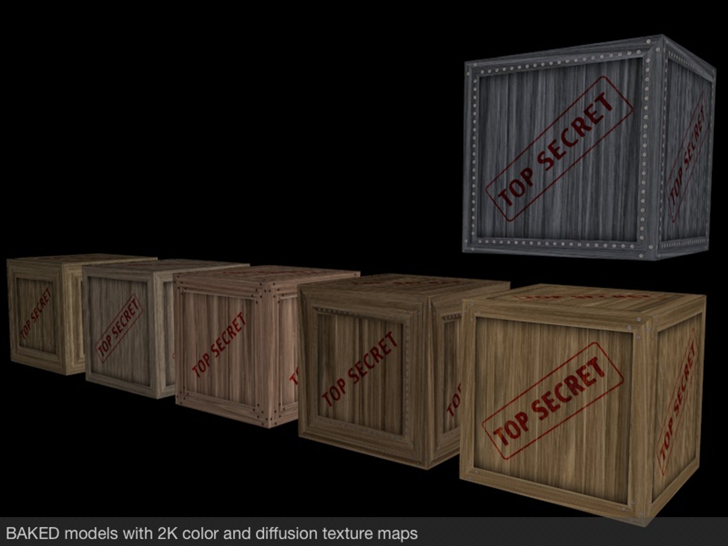 low-poly secret wooden crates 3d obj