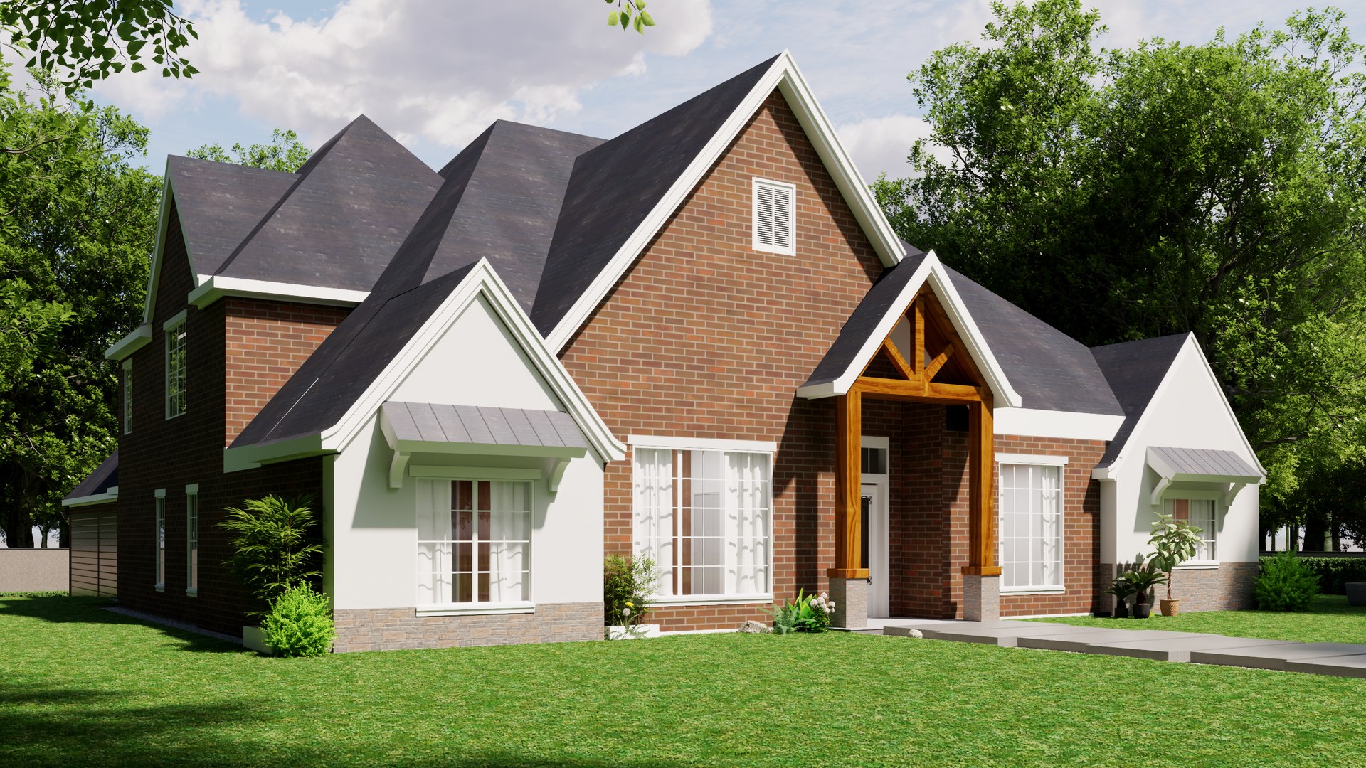 3D Model Realistic Exterior House High-Quality PBR Textures ...