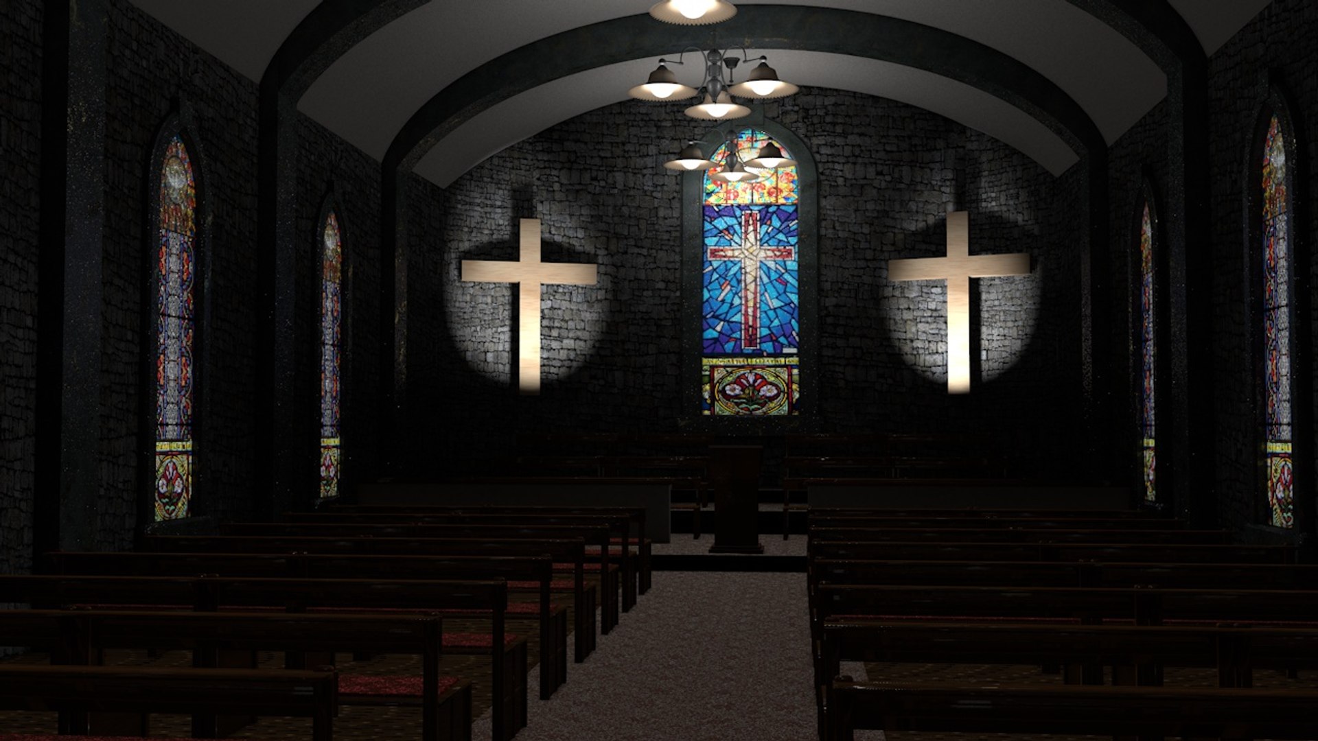 Old Style Church Stained Glass 3d Model