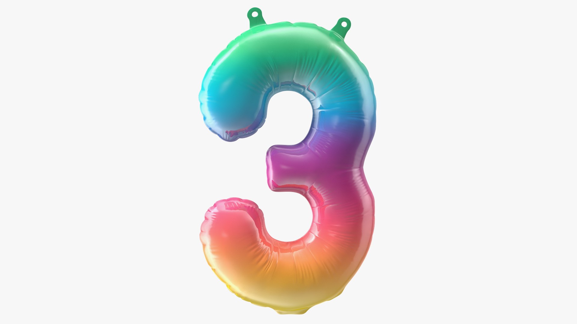 3D model Balloon Numbers 3 Rainbow - TurboSquid 1818456