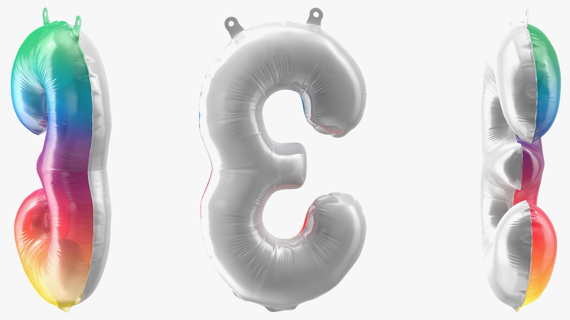 3D Model Balloon Numbers 3 Rainbow - TurboSquid 1818456