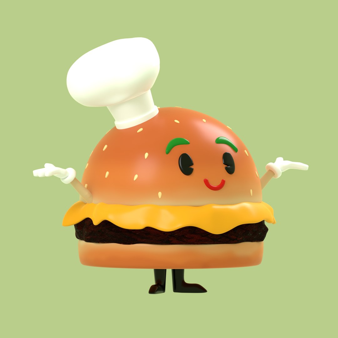 3D chef burger character model - TurboSquid 1449754