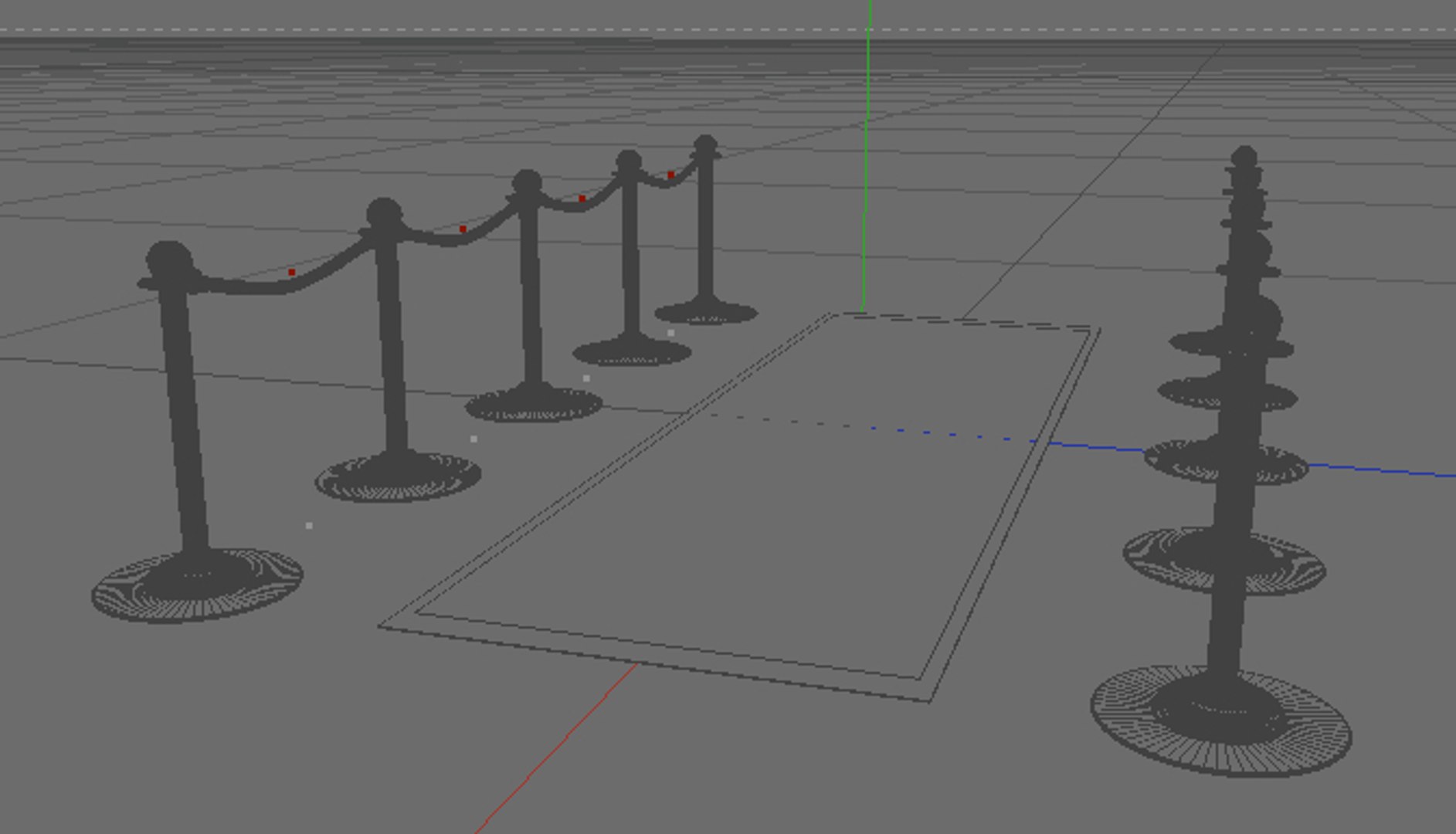 3d Red Carpet Velvet Rope Model