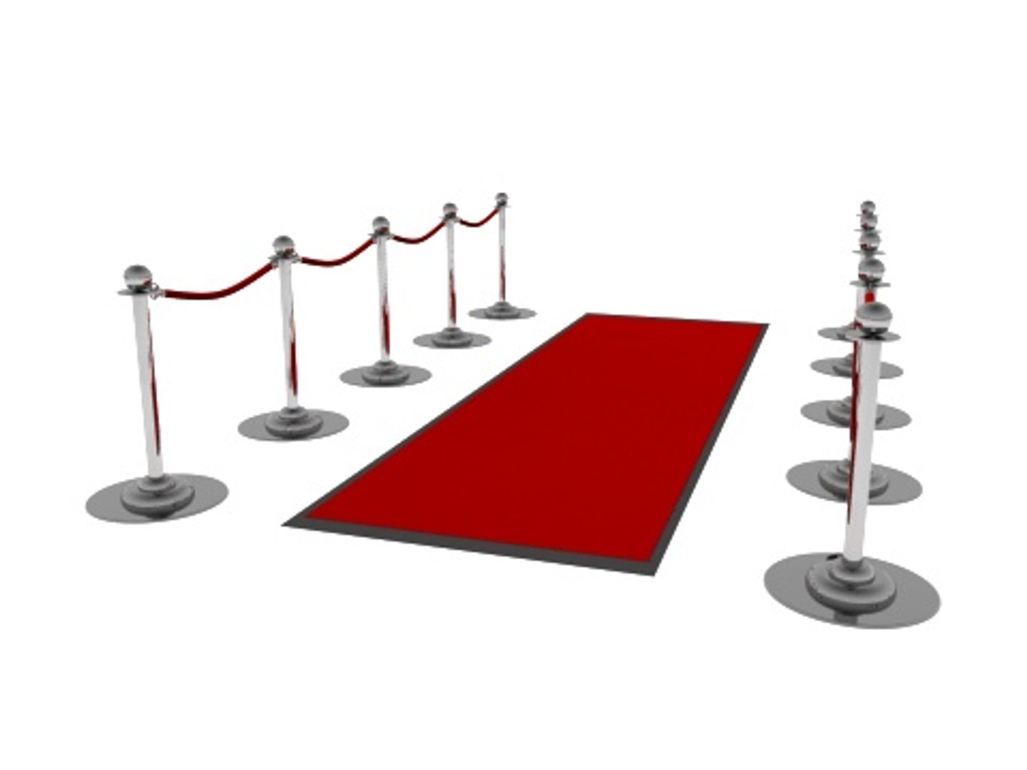 3d Red Carpet Velvet Rope Model