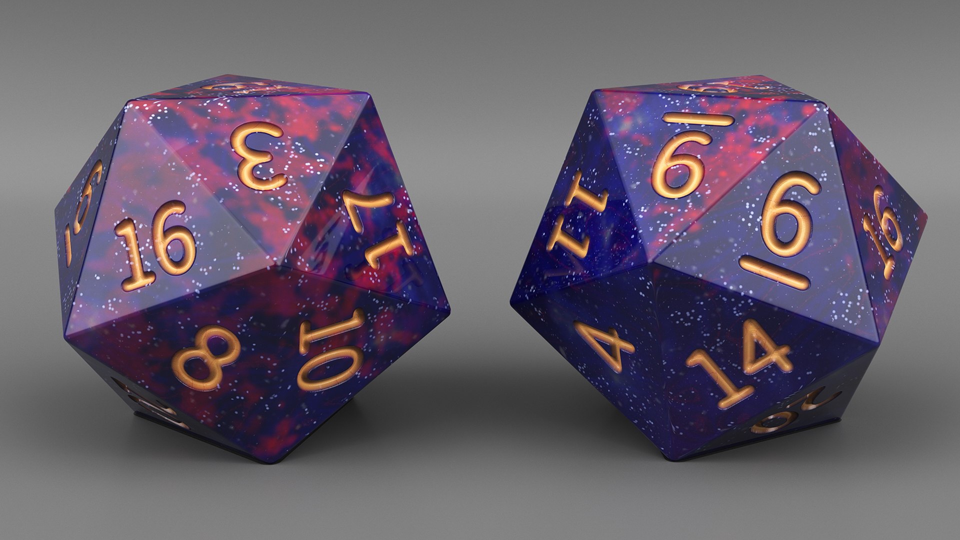 D20 DND Dice Cosmic Purple Blue 3D Model - TurboSquid 2141443