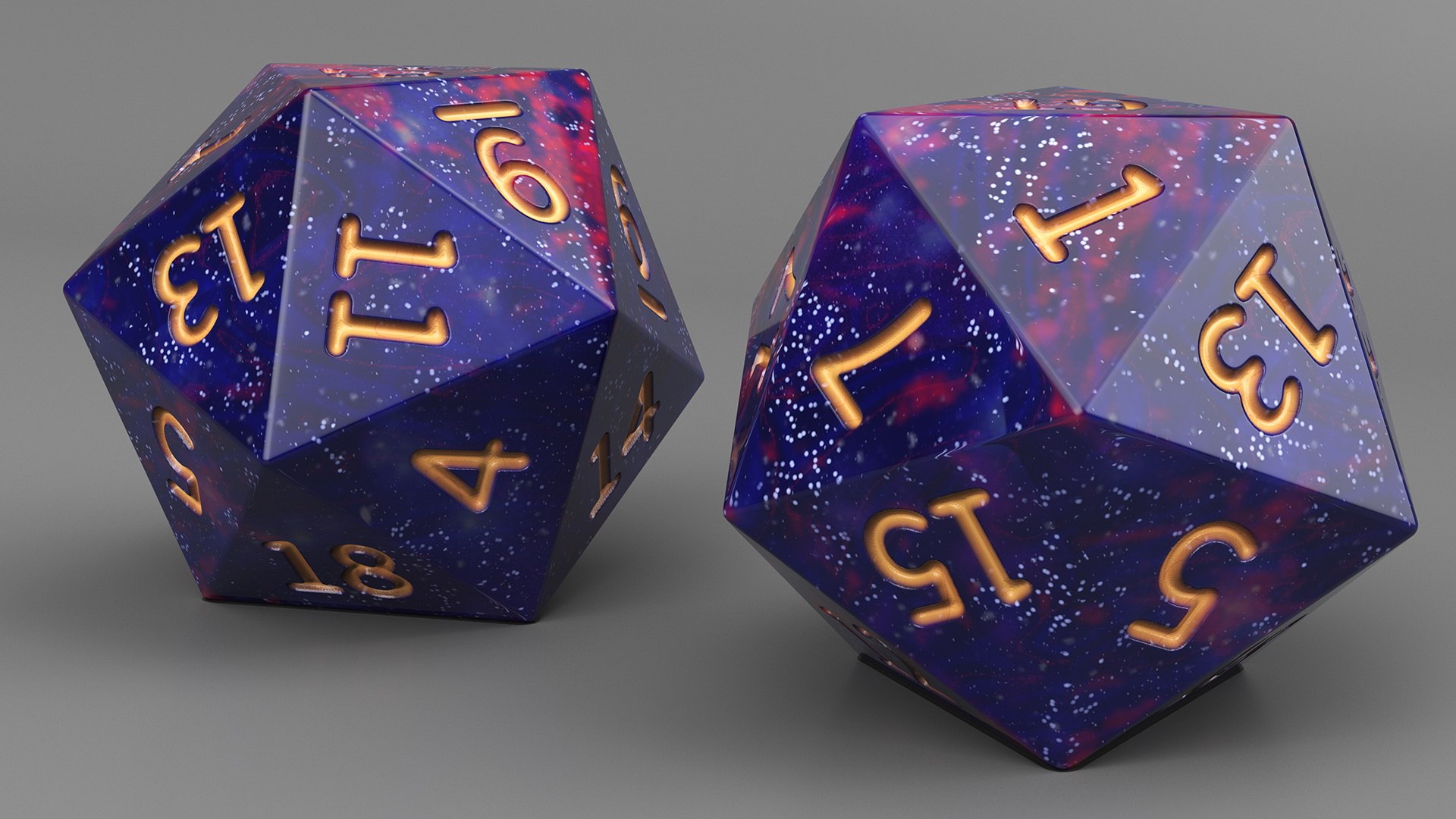 D20 DND Dice Cosmic Purple Blue 3D Model - TurboSquid 2141443