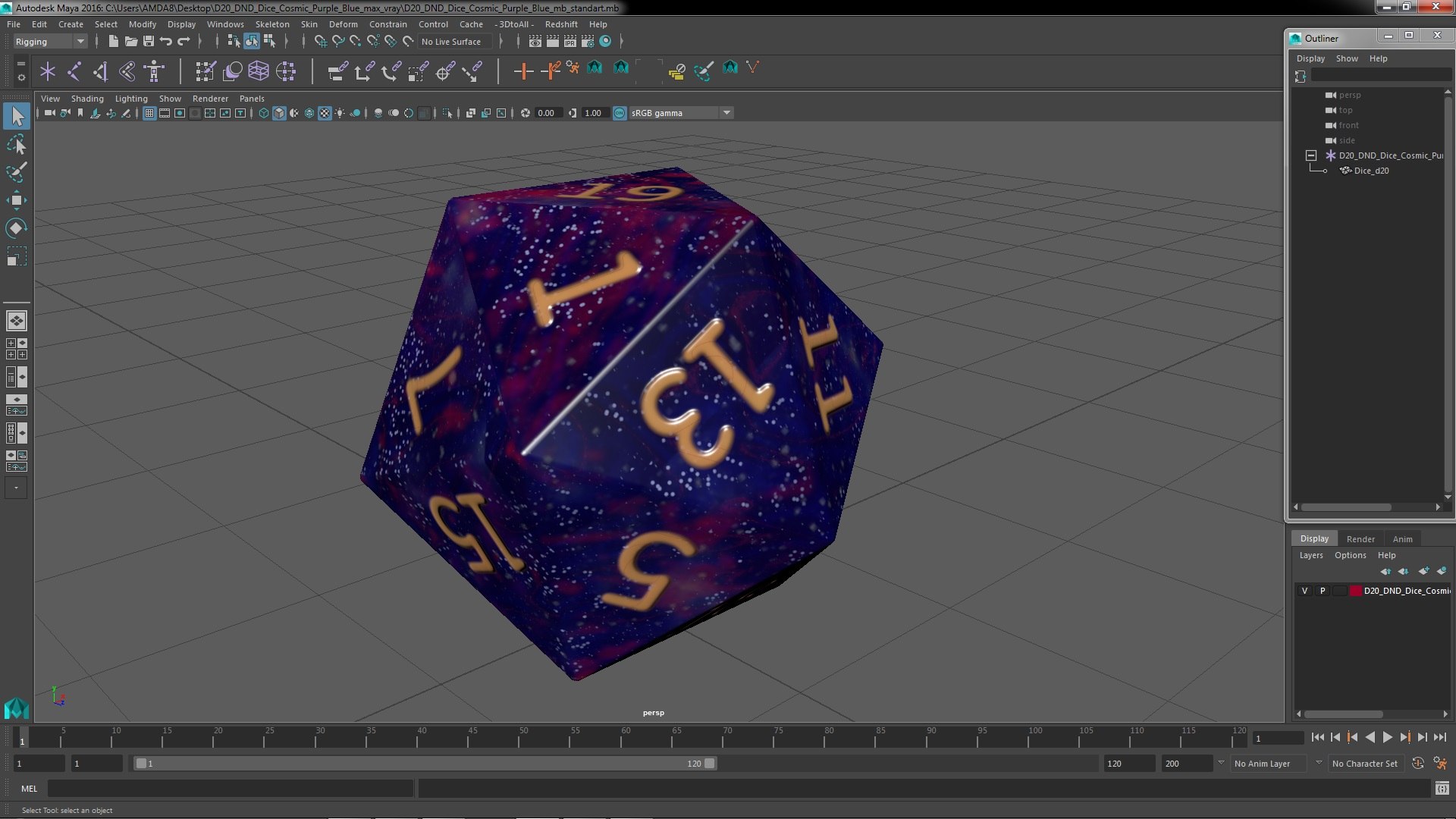 D20 DND Dice Cosmic Purple Blue 3D Model - TurboSquid 2141443