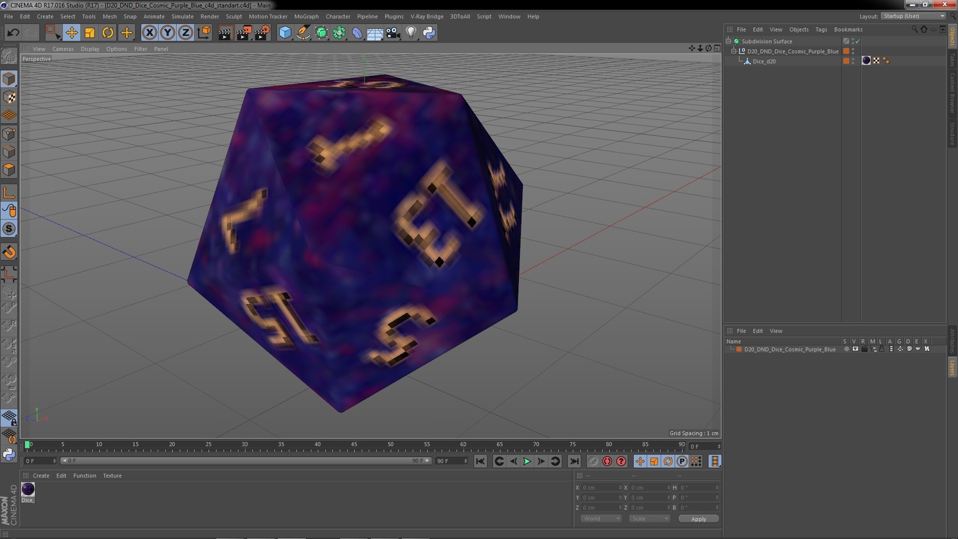 D20 DND Dice Cosmic Purple Blue 3D Model - TurboSquid 2141443
