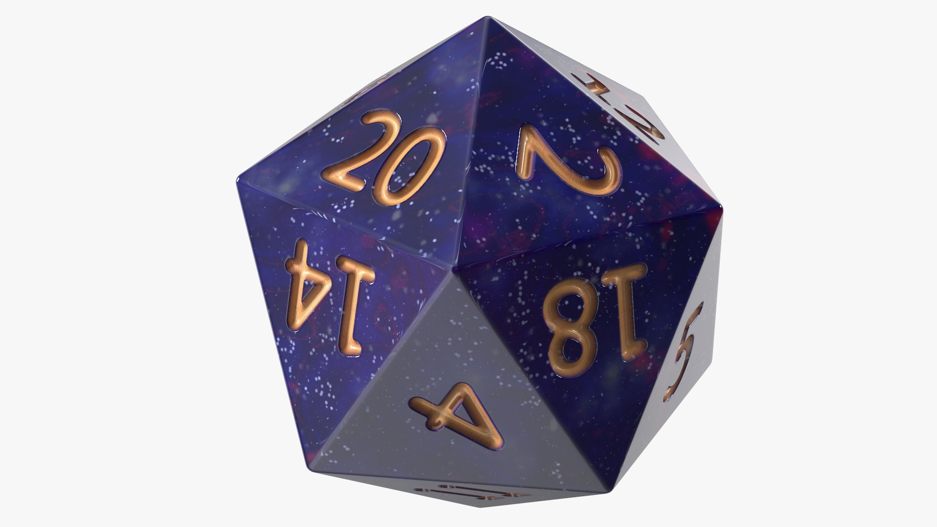 D20 DND Dice Cosmic Purple Blue 3D Model - TurboSquid 2141443