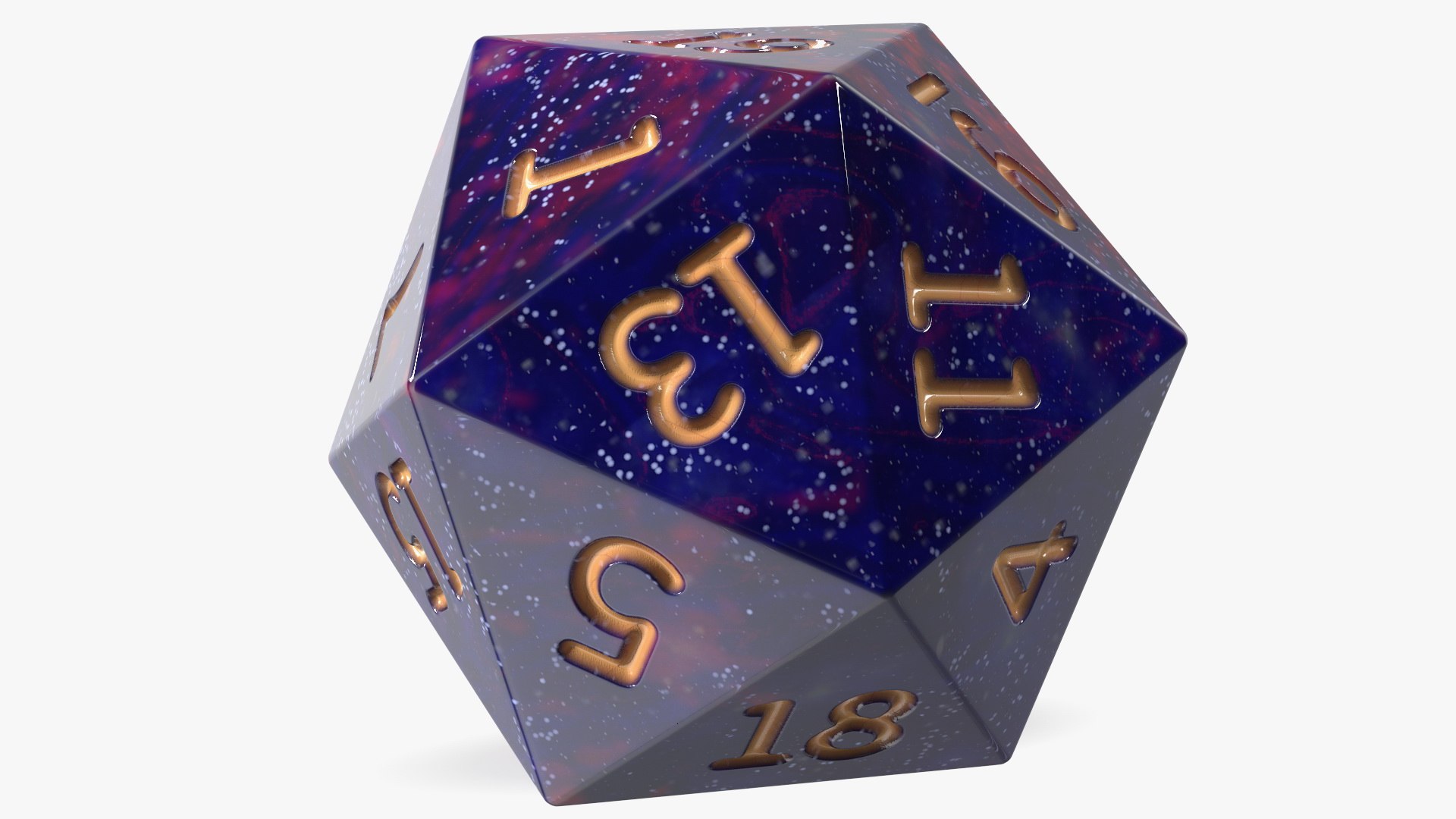 D20 DND Dice Cosmic Purple Blue 3D Model - TurboSquid 2141443