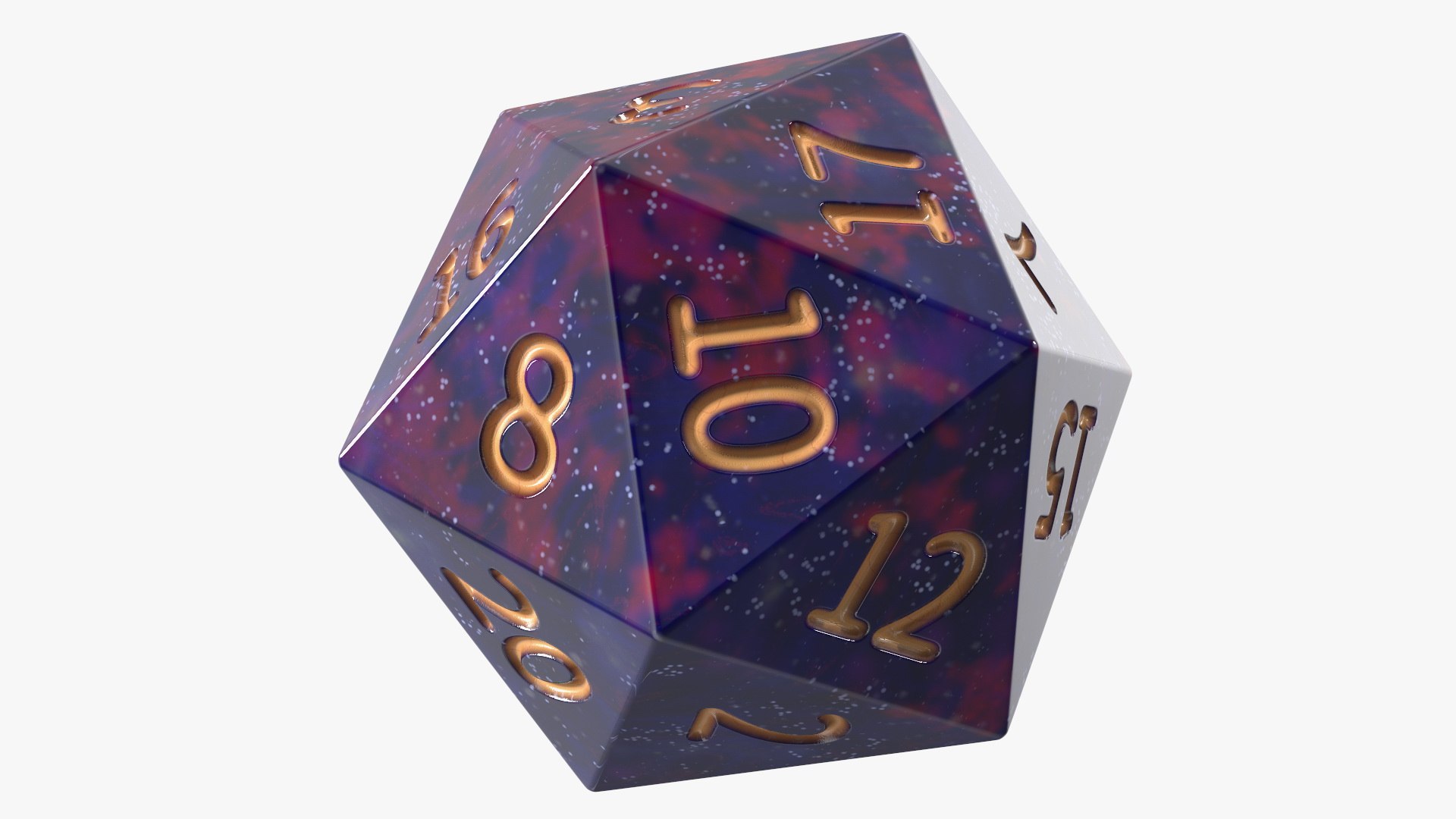 D20 DND Dice Cosmic Purple Blue 3D Model - TurboSquid 2141443