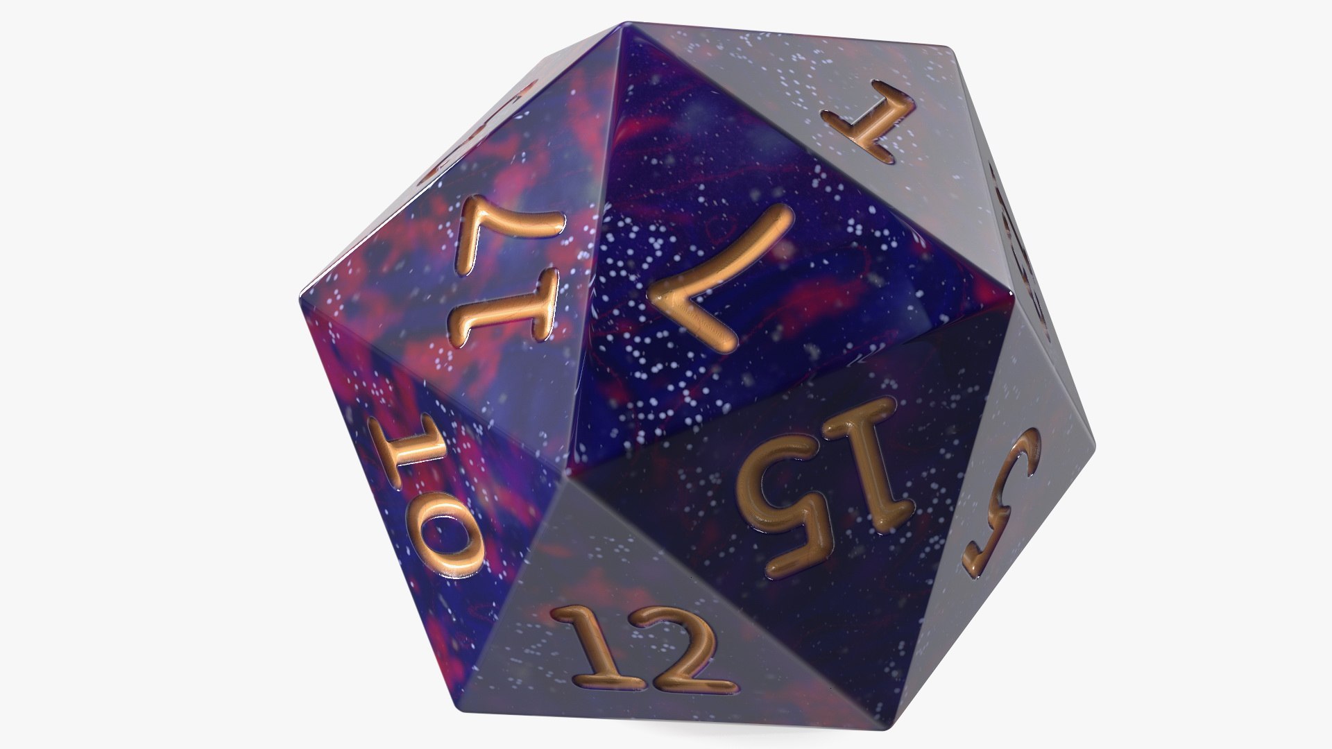 D20 DND Dice Cosmic Purple Blue 3D Model - TurboSquid 2141443