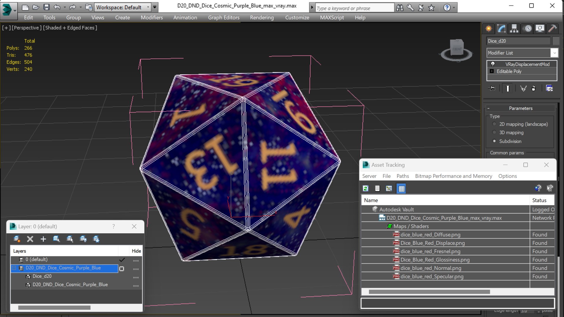 D20 DND Dice Cosmic Purple Blue 3D Model - TurboSquid 2141443
