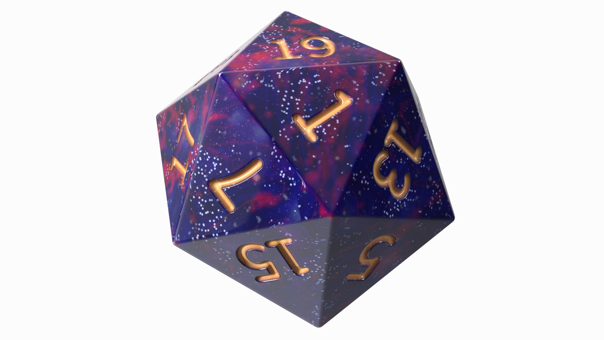 D20 DND Dice Cosmic Purple Blue 3D Model - TurboSquid 2141443