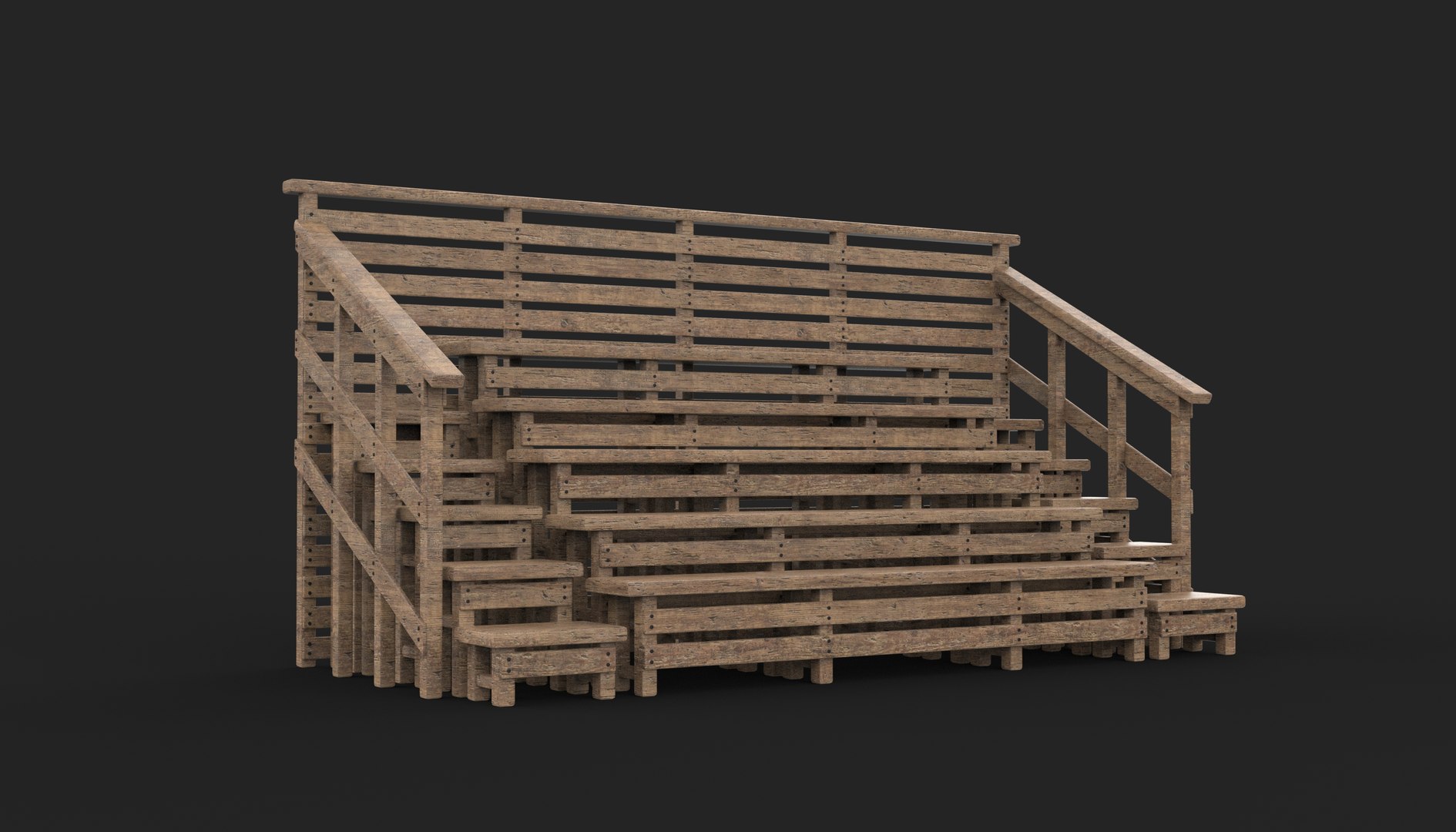 3D Native Wooden Bleacher 3D Model - TurboSquid 2391044