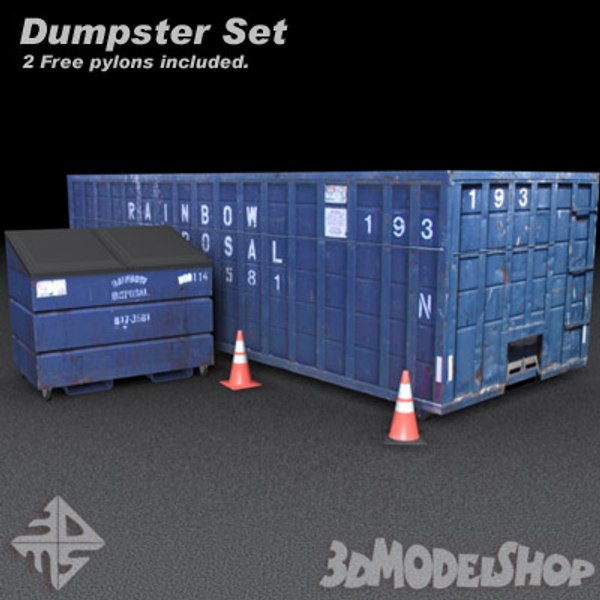 3d dumpsters set model