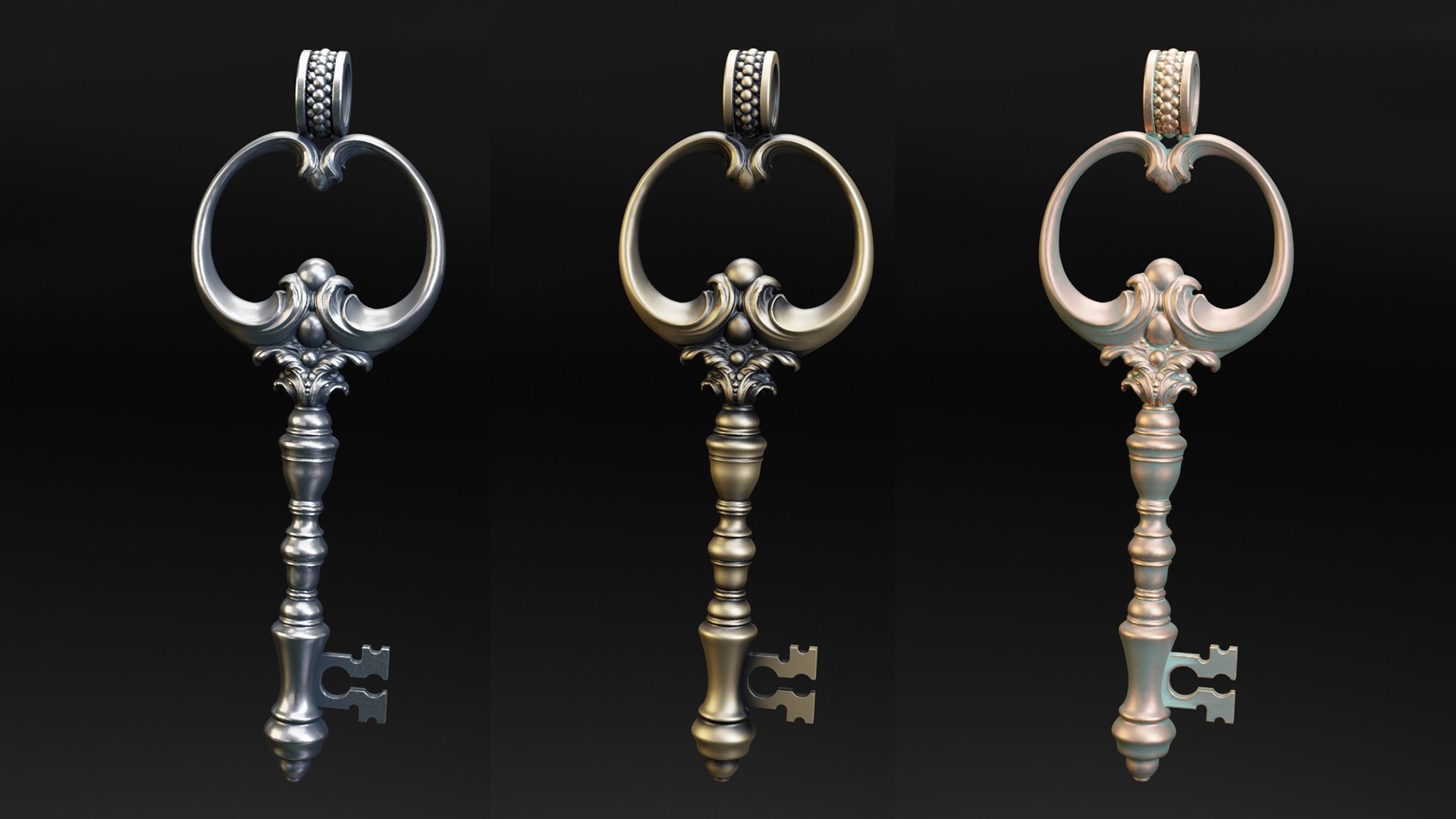 Key Gothic Decorative Jewelry 3D Model - TurboSquid 2033494