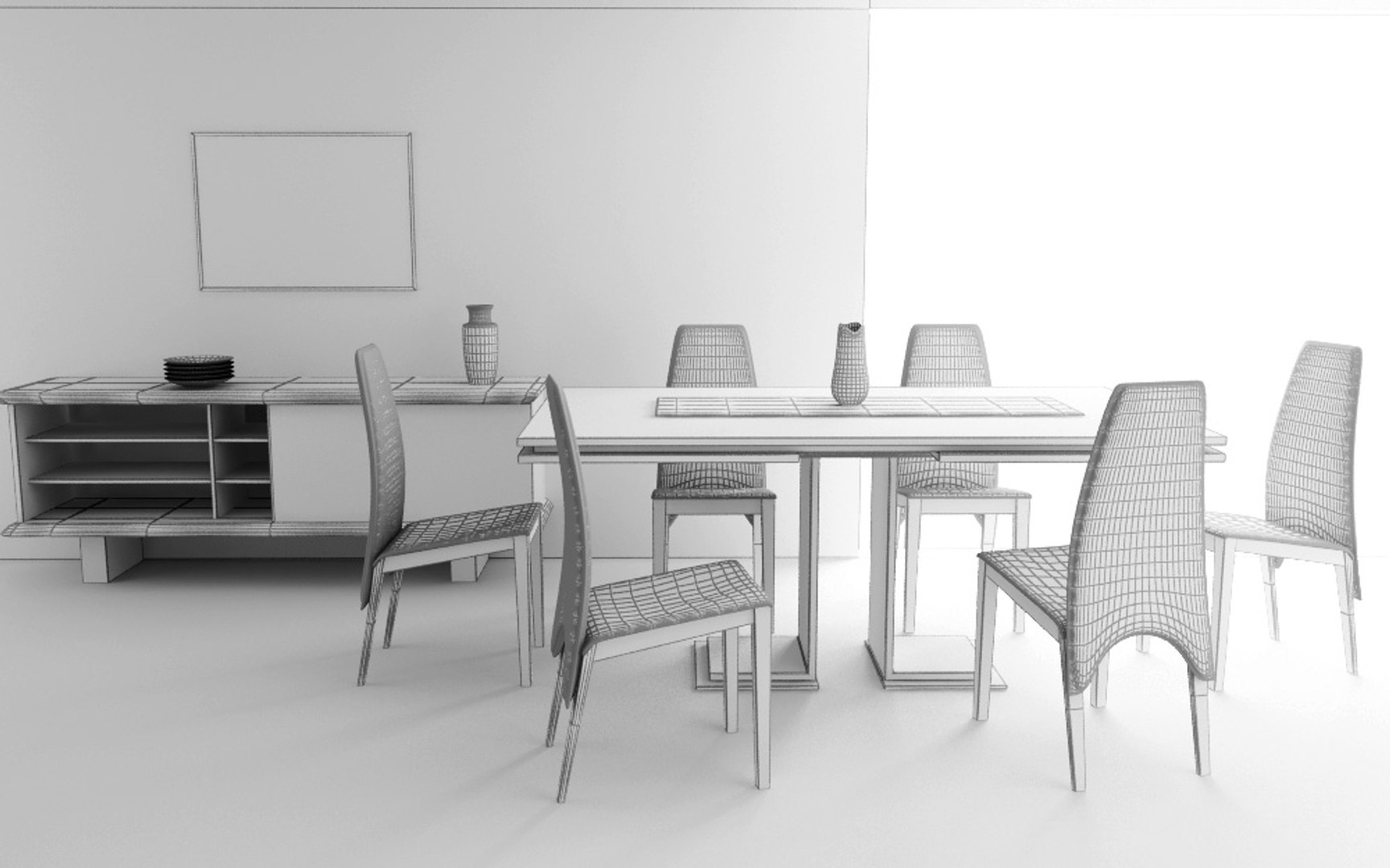 Dining Room Interior 01c 3d Model