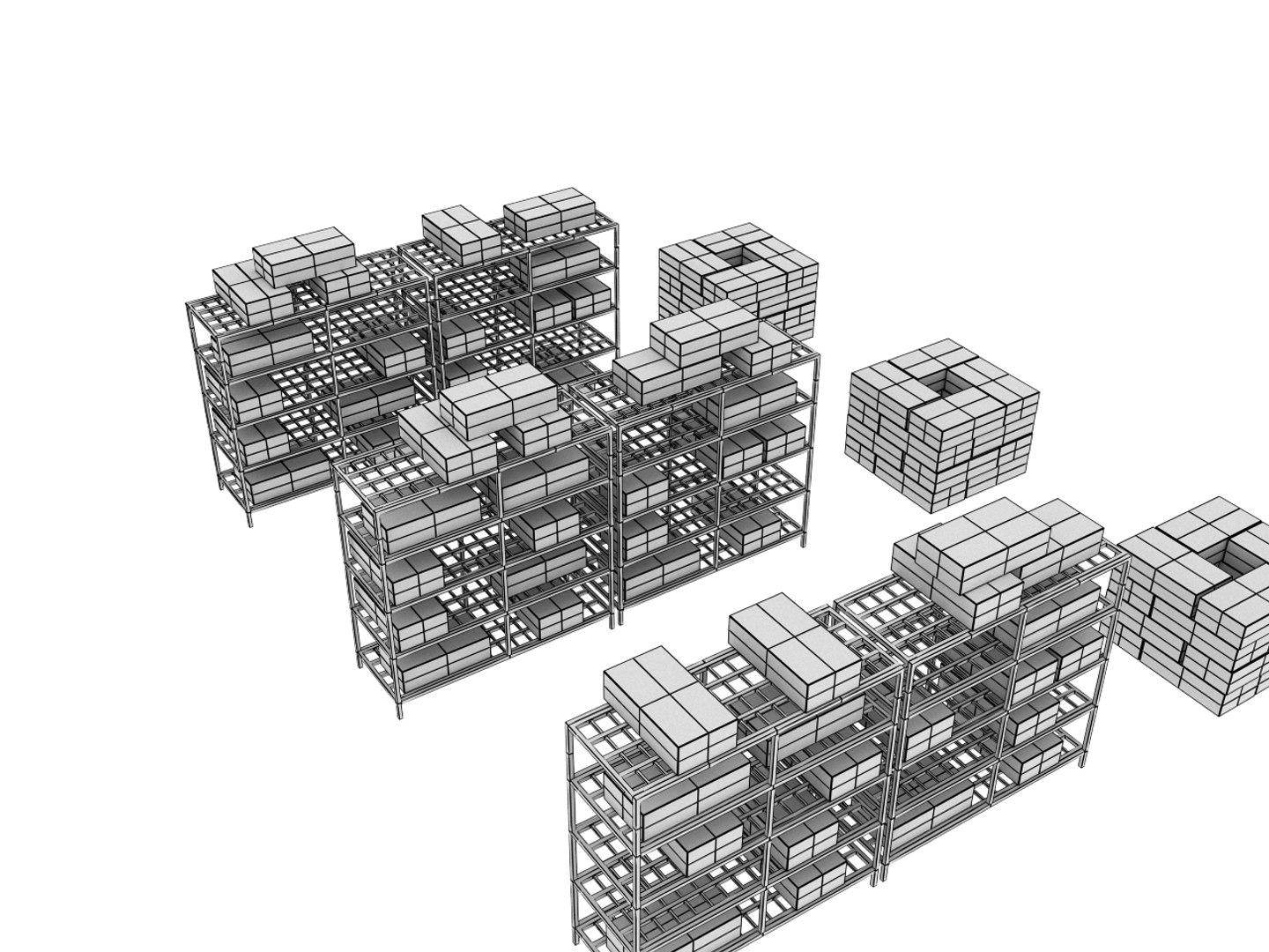 Boxes shelf model - TurboSquid 1322249