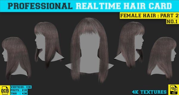 Professional Realtime Haircard - Female Hair Part 2 - No1 3D 모델 ...