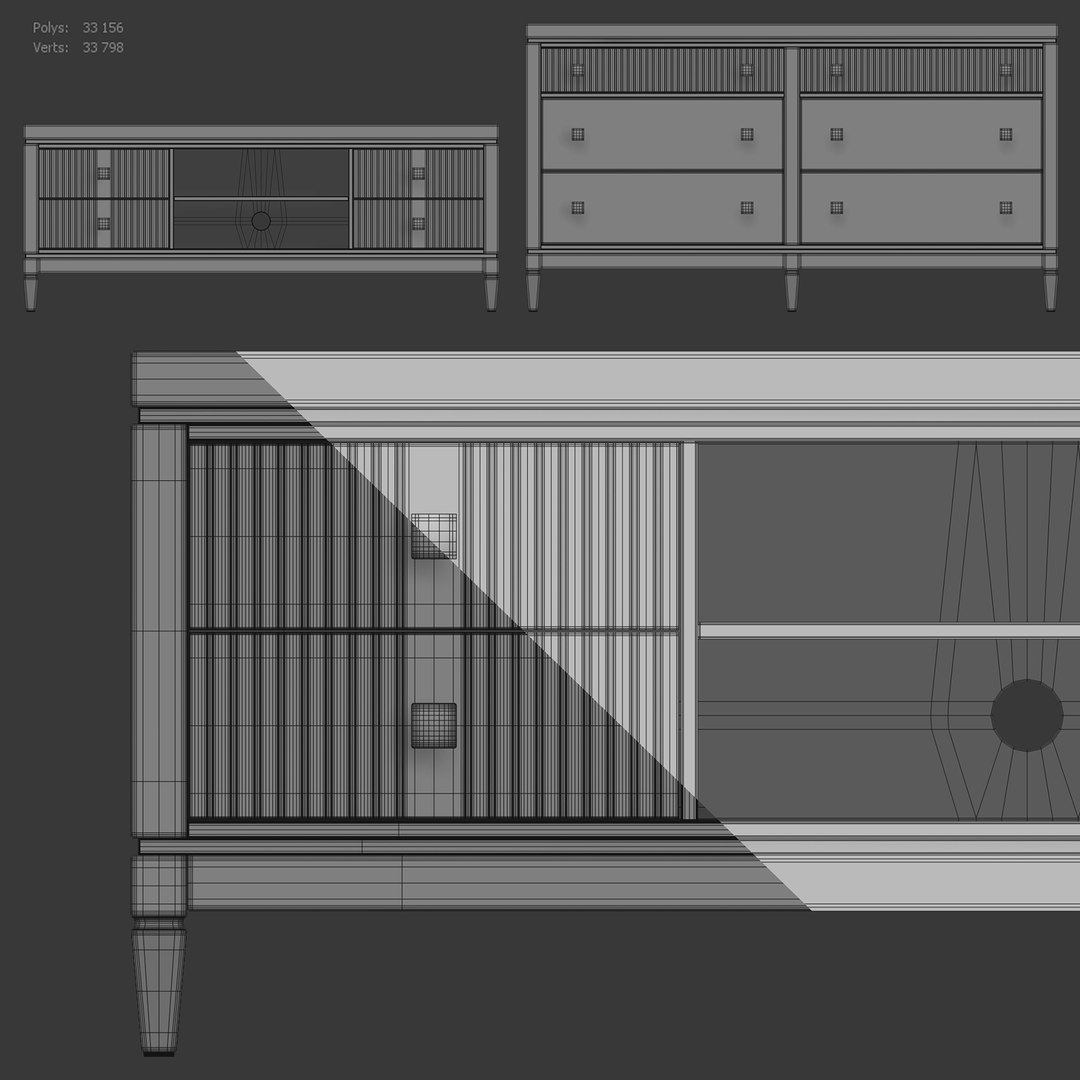 3D Dresser Tv Stand Foxtrot Siver - TurboSquid 2100026