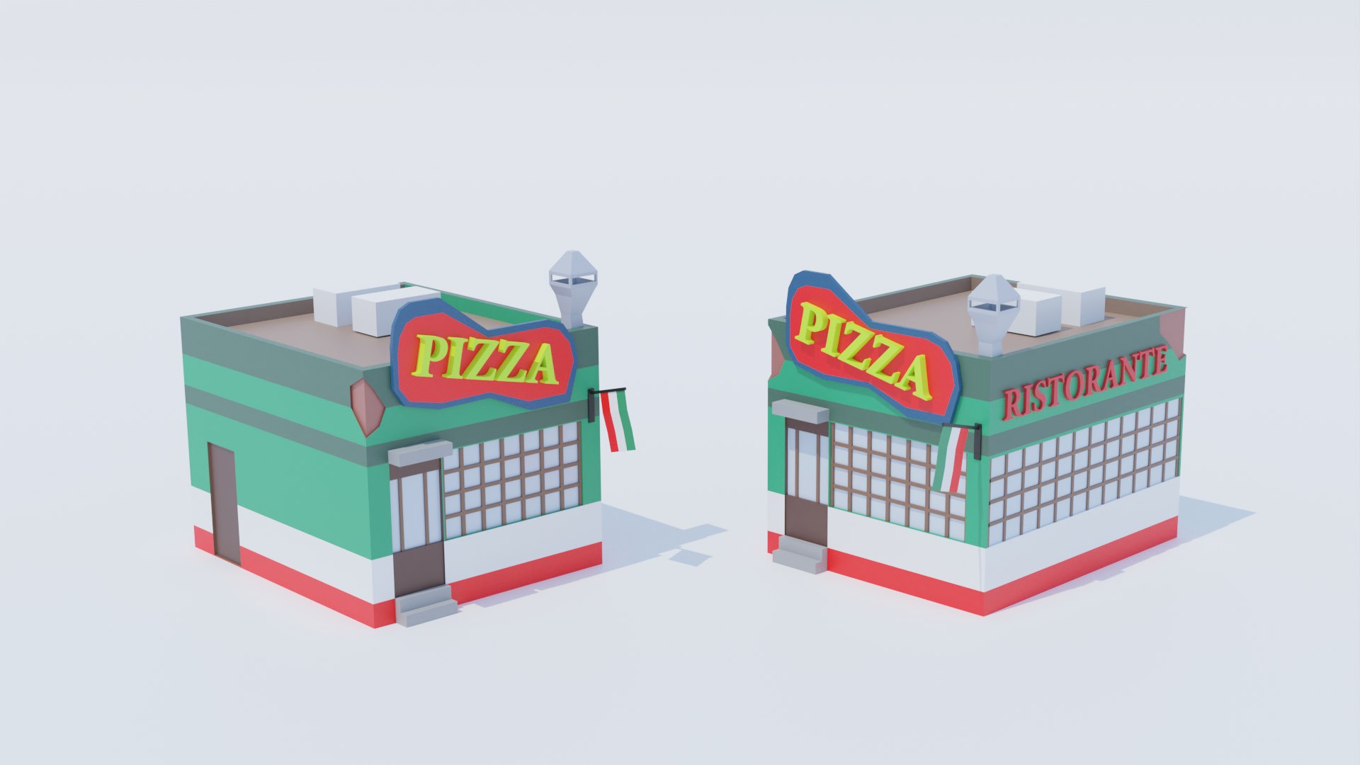 3D 14 Pack Italian Buildings Low-Poly Model - TurboSquid 2083212