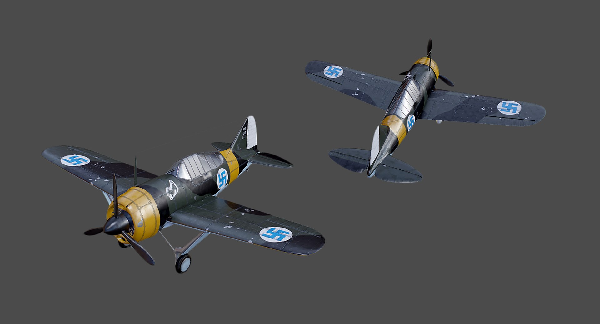 American F2a Buffalo Real-time 3d Model