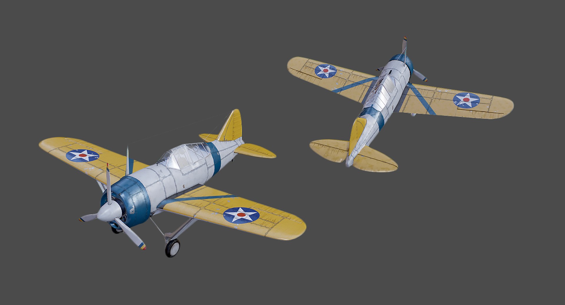 American F2a Buffalo Real-time 3d Model
