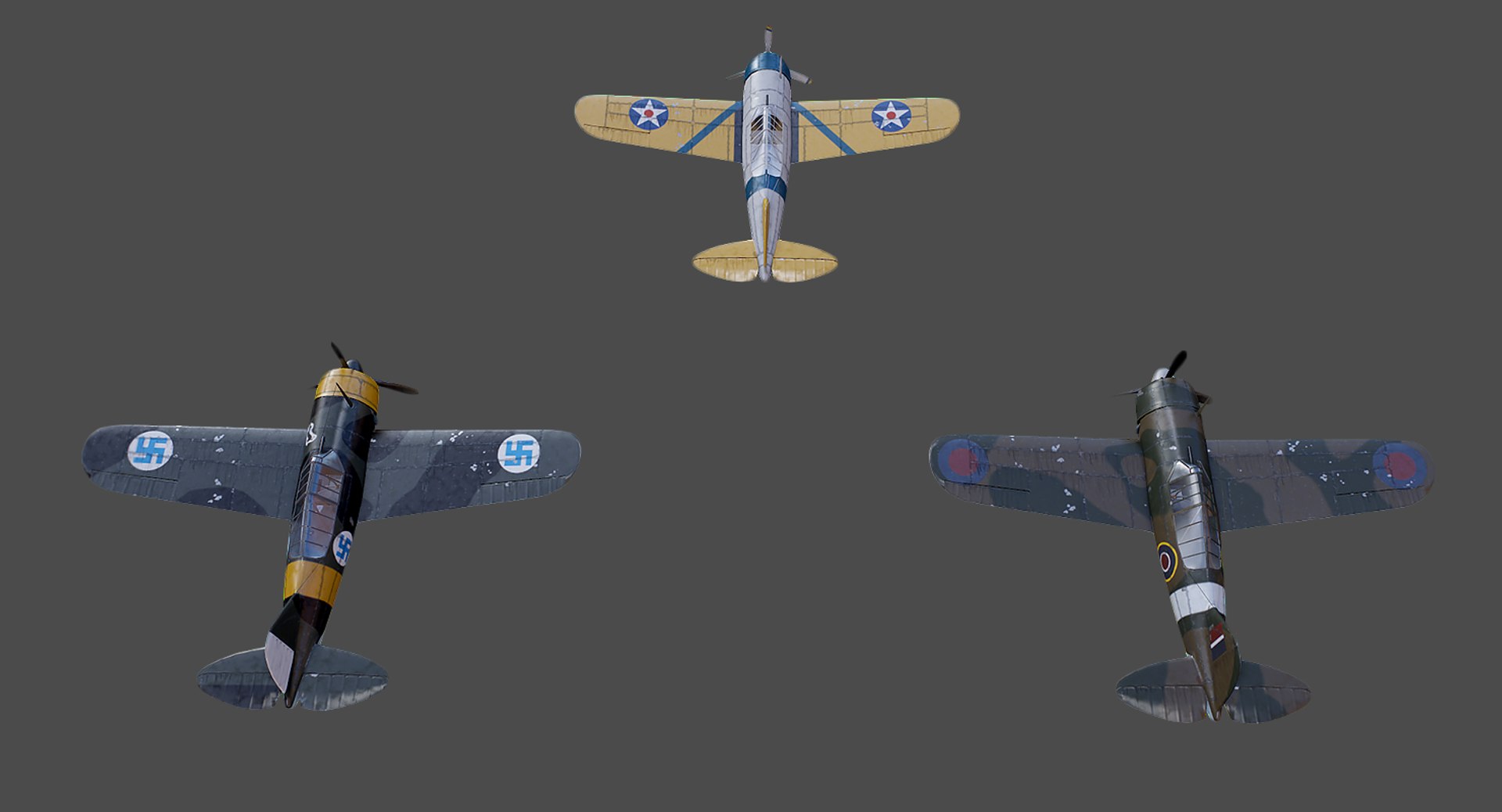 American F2a Buffalo Real-time 3d Model