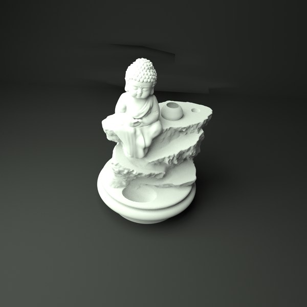 3D BackFlow Incense Burner Baby Buddha and Rocks for 3D printing model ...