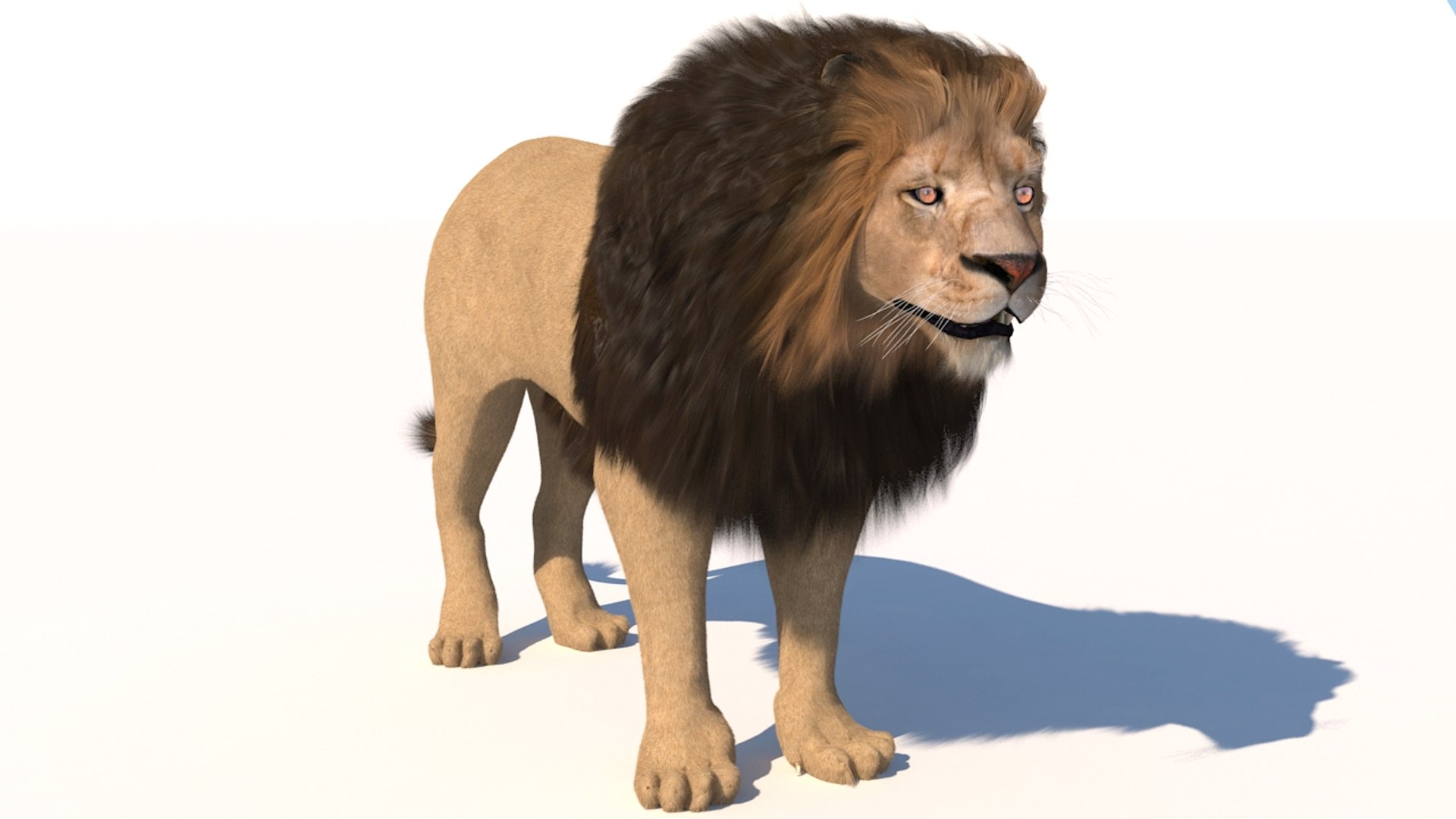 3d Model Rigged Fur Lion