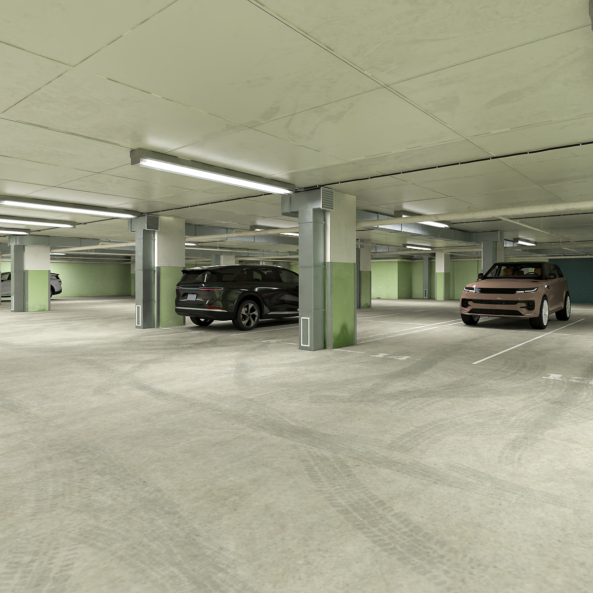 modelo 3d Estacionamiento subterráneo con autos simplificado - TurboSquid 2402468