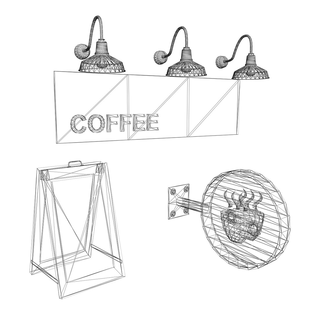 3D Cafe Signs - TurboSquid 1246136