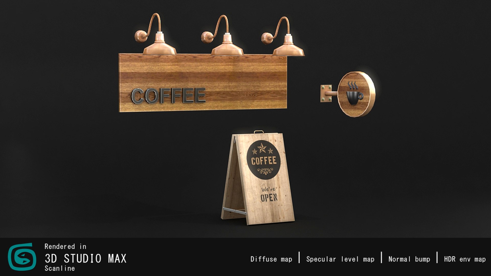 3D Cafe Signs - TurboSquid 1246136