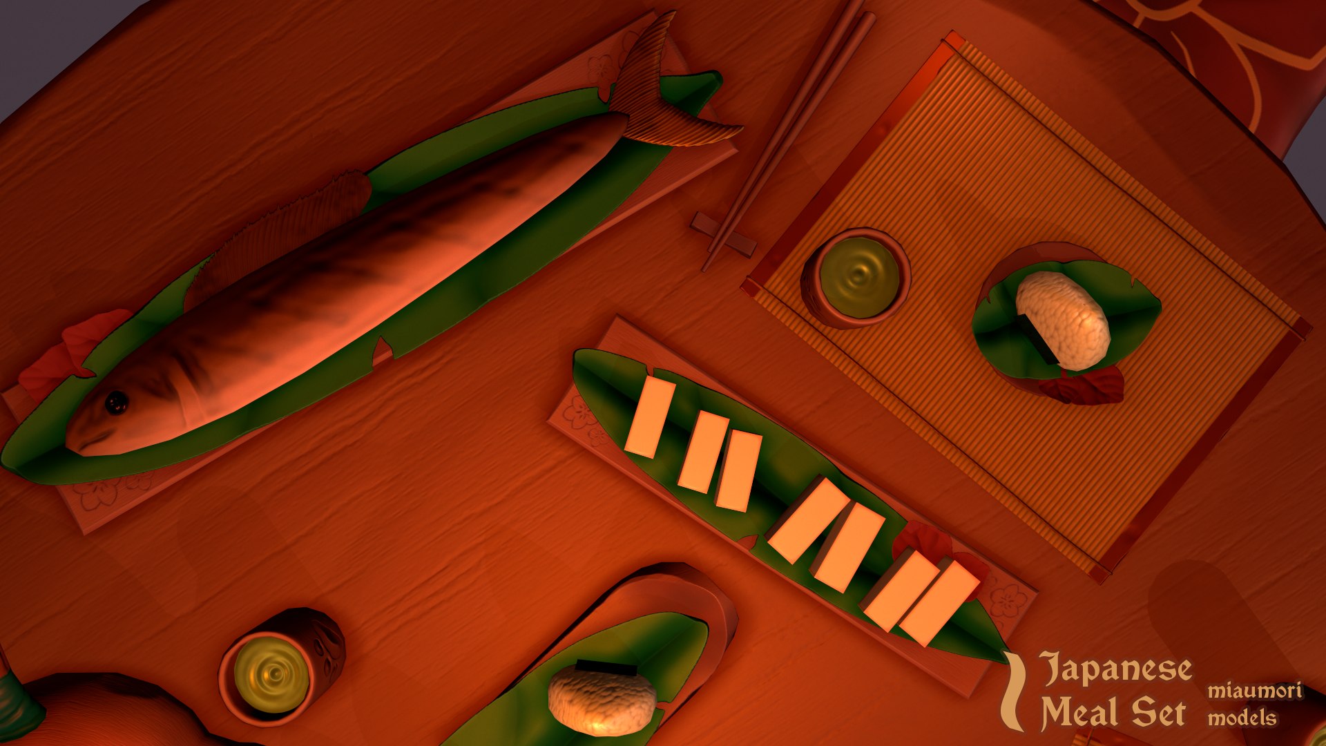 Japanese Meal Set - Stylized 3D Model - TurboSquid 1992289