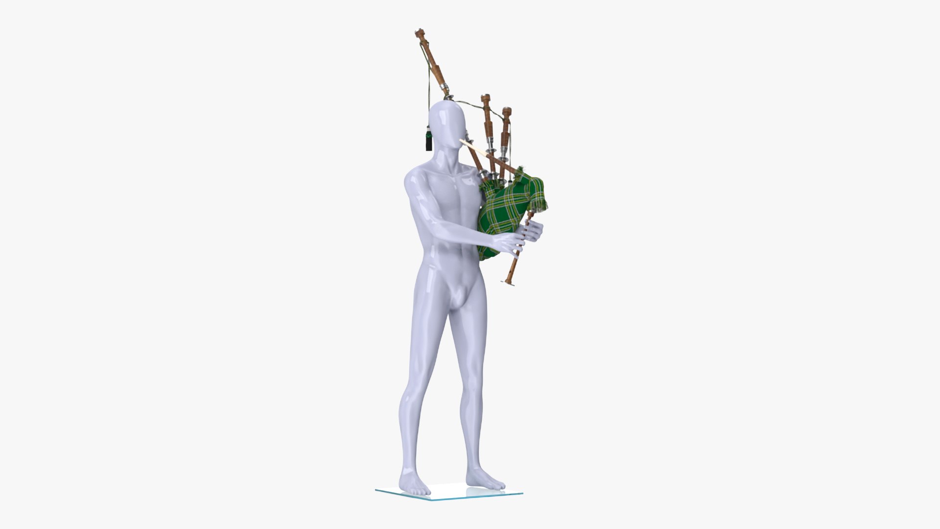 Mannequin With Scottish Green Bagpipes Model - TurboSquid 2230762