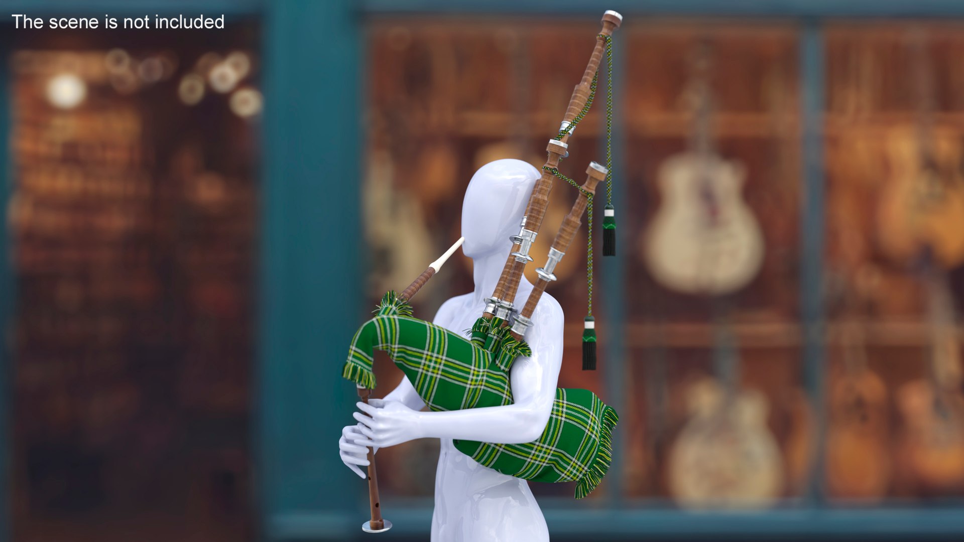 Mannequin With Scottish Green Bagpipes Model - TurboSquid 2230762