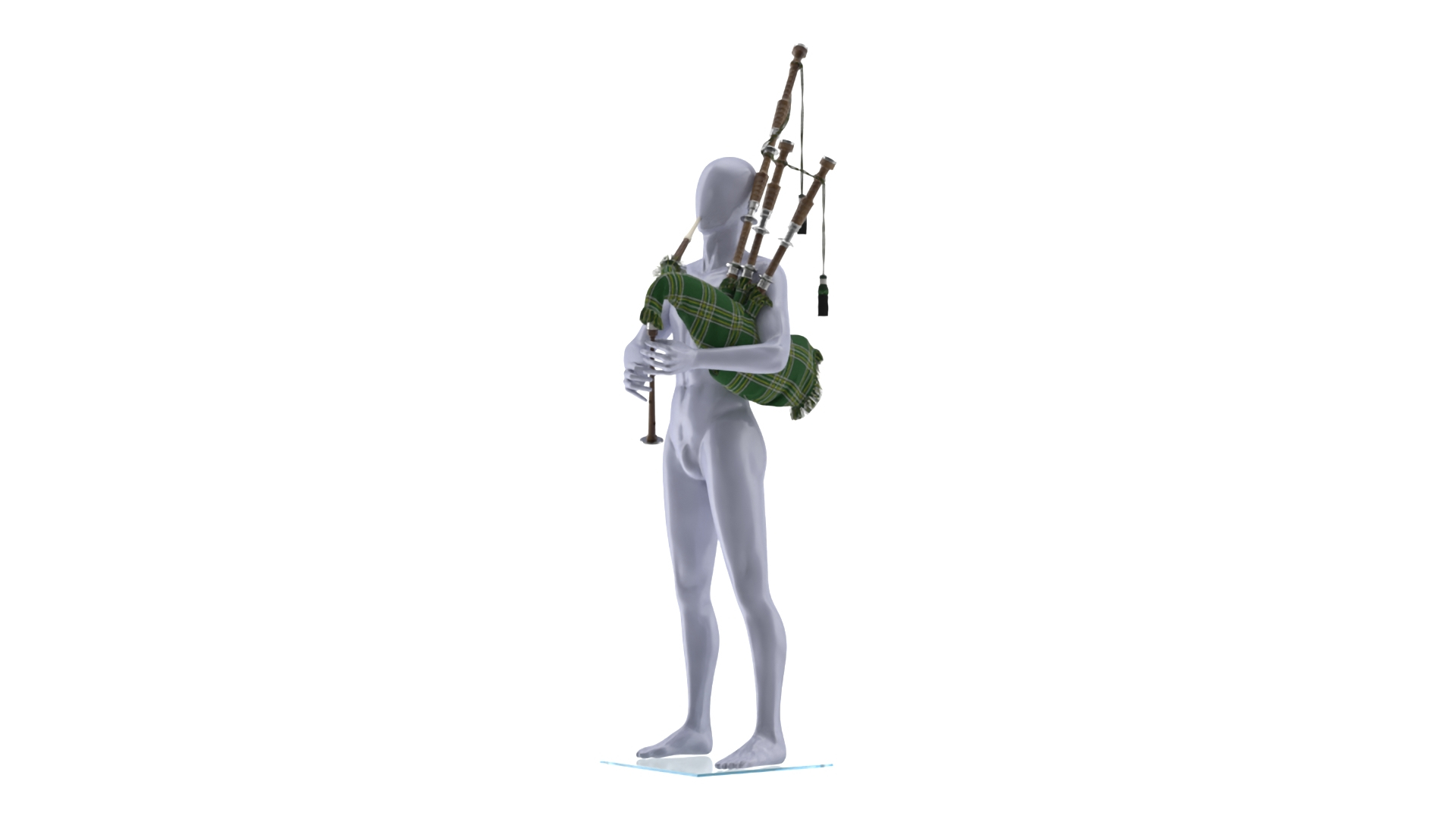 Mannequin With Scottish Green Bagpipes Model - TurboSquid 2230762