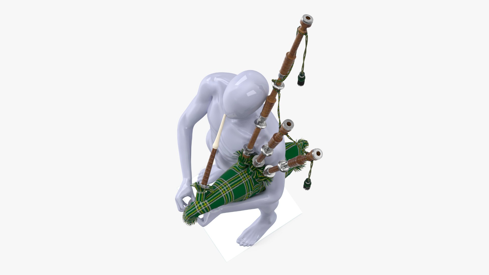 Mannequin With Scottish Green Bagpipes Model - TurboSquid 2230762