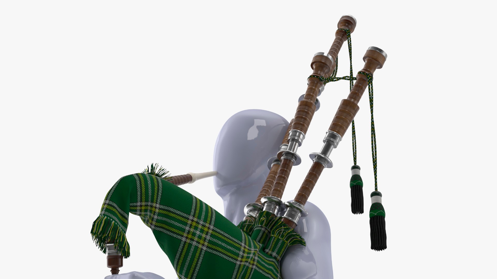 Mannequin With Scottish Green Bagpipes Model - TurboSquid 2230762