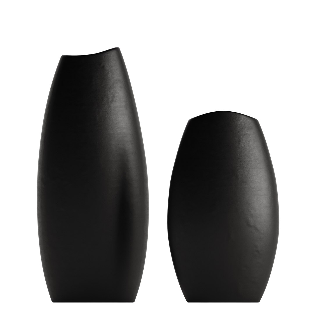 3D Model Modern Matte Black Vase Set 2 - TurboSquid 2337971