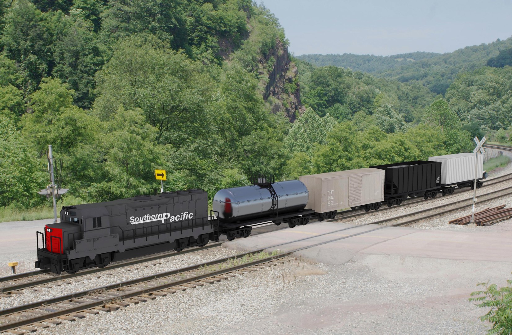 3d Dxf Freight Train Engine