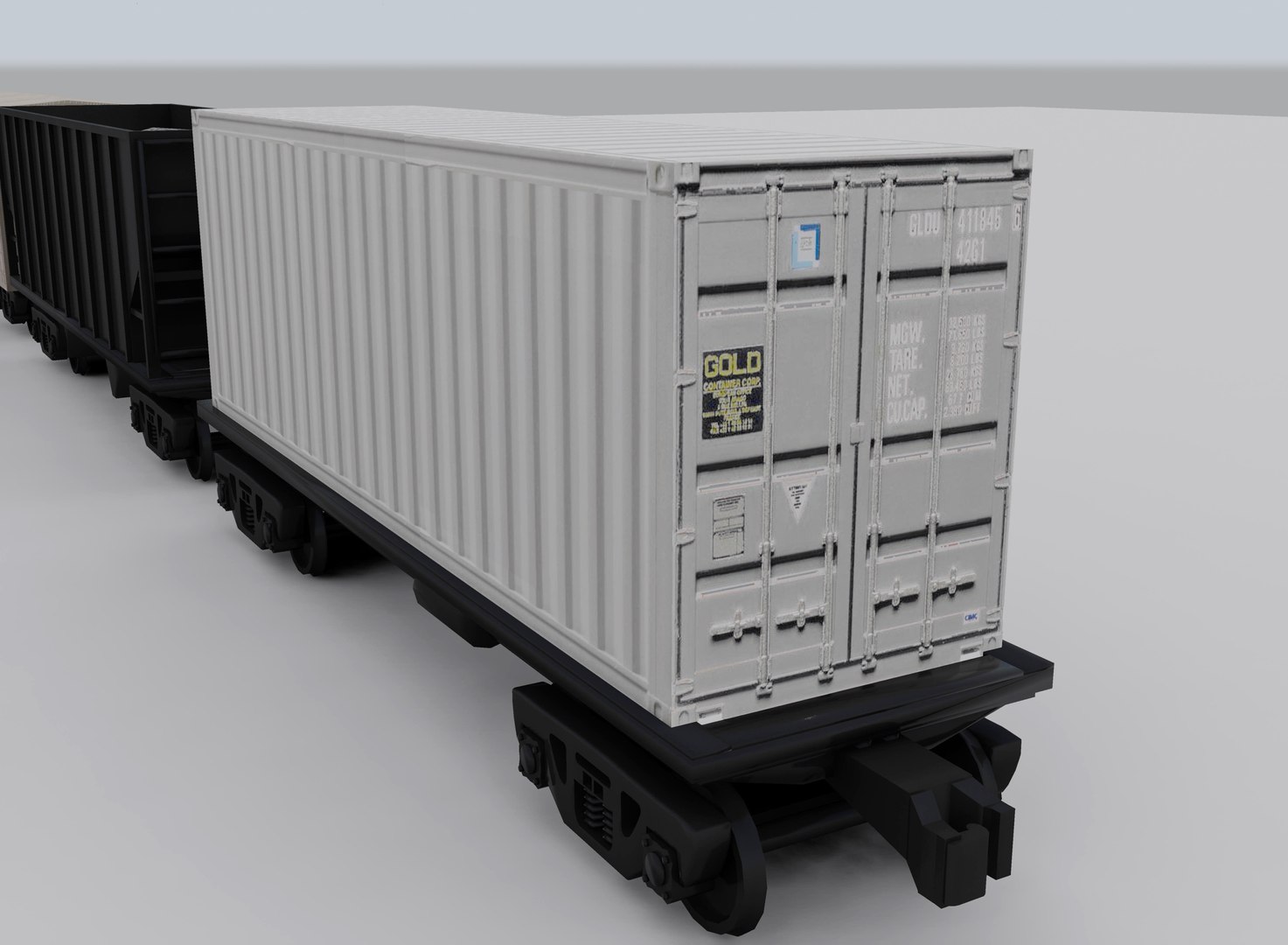 3d Dxf Freight Train Engine